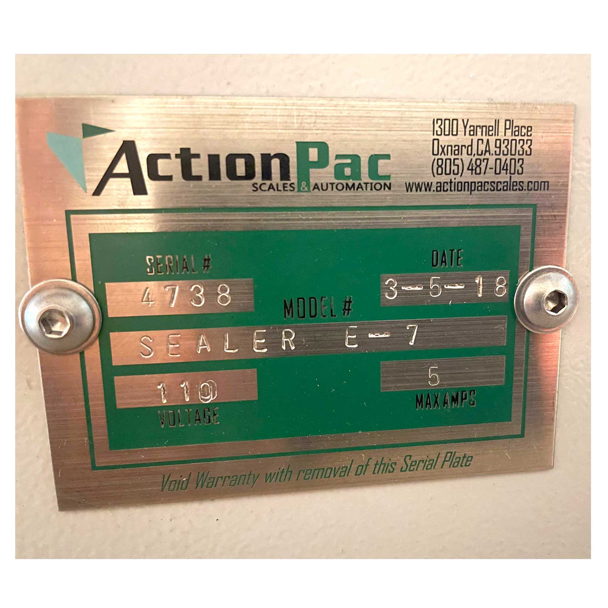 Used Weight Fill ActionPac ME109 Used Coffee Loader Pneu-Con Used Bag Sealer ActionPac E-72018 ...