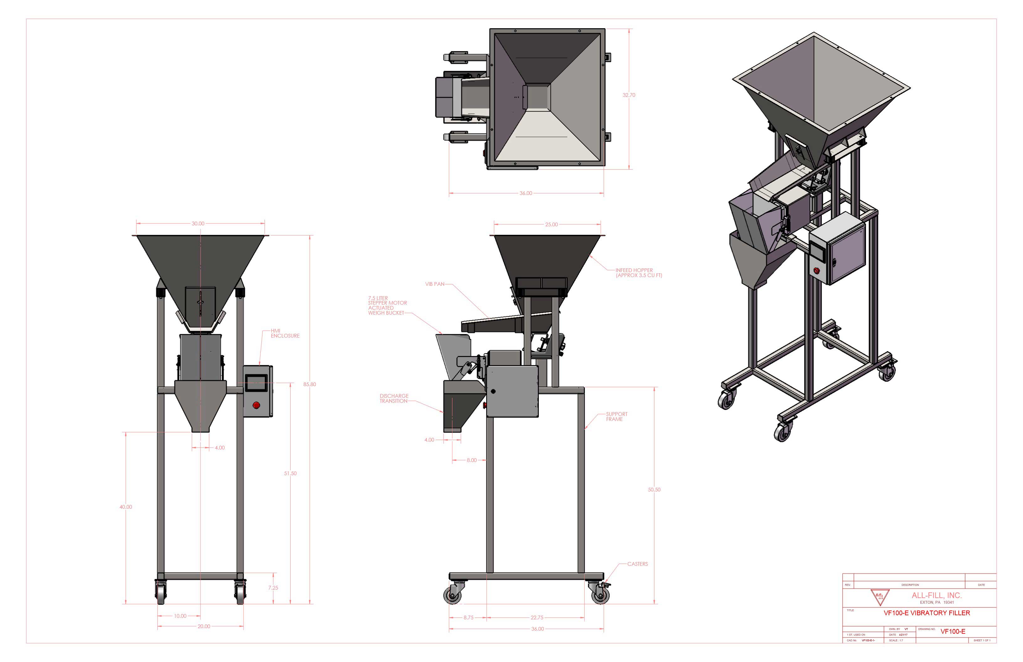 Weigh Fill Machine - Single Lane Vibratory Filler - All-Fill VF/100e